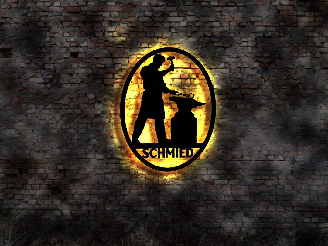 Blacksmith Craft Guild Sign Logo Neon Sign LED Mural Sticker Book Wall ...