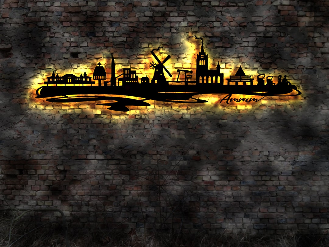 Skyline Amrum Island Iceland Holiday LED Mural Wood City AK Map Wall ...