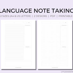 Language Note Taking Template: Lined & Dotted (PDF) - Etsy UK