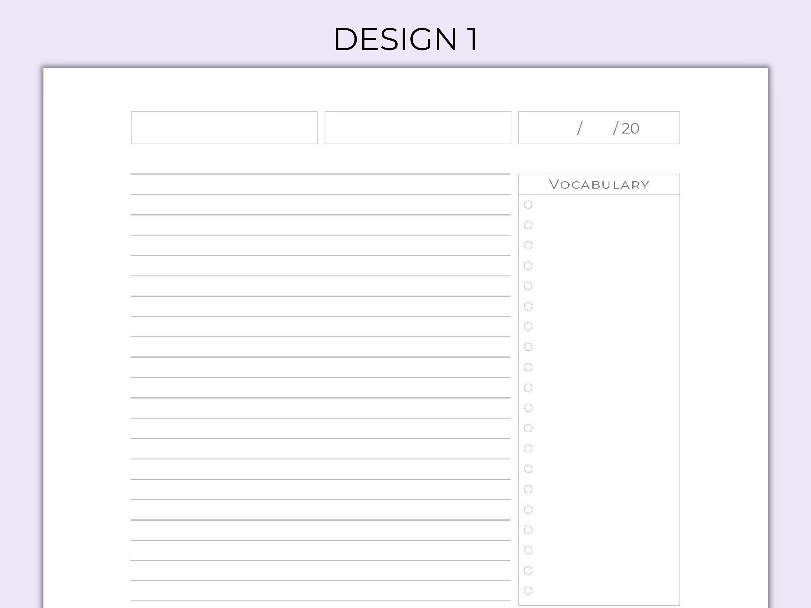 Language Note Taking Templates 4 Sizes Foreign Language Notes Class ...