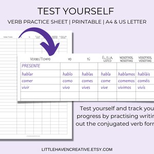 Spanish Verb Practice Pack | Study and Practice Templates | Conjugation ...