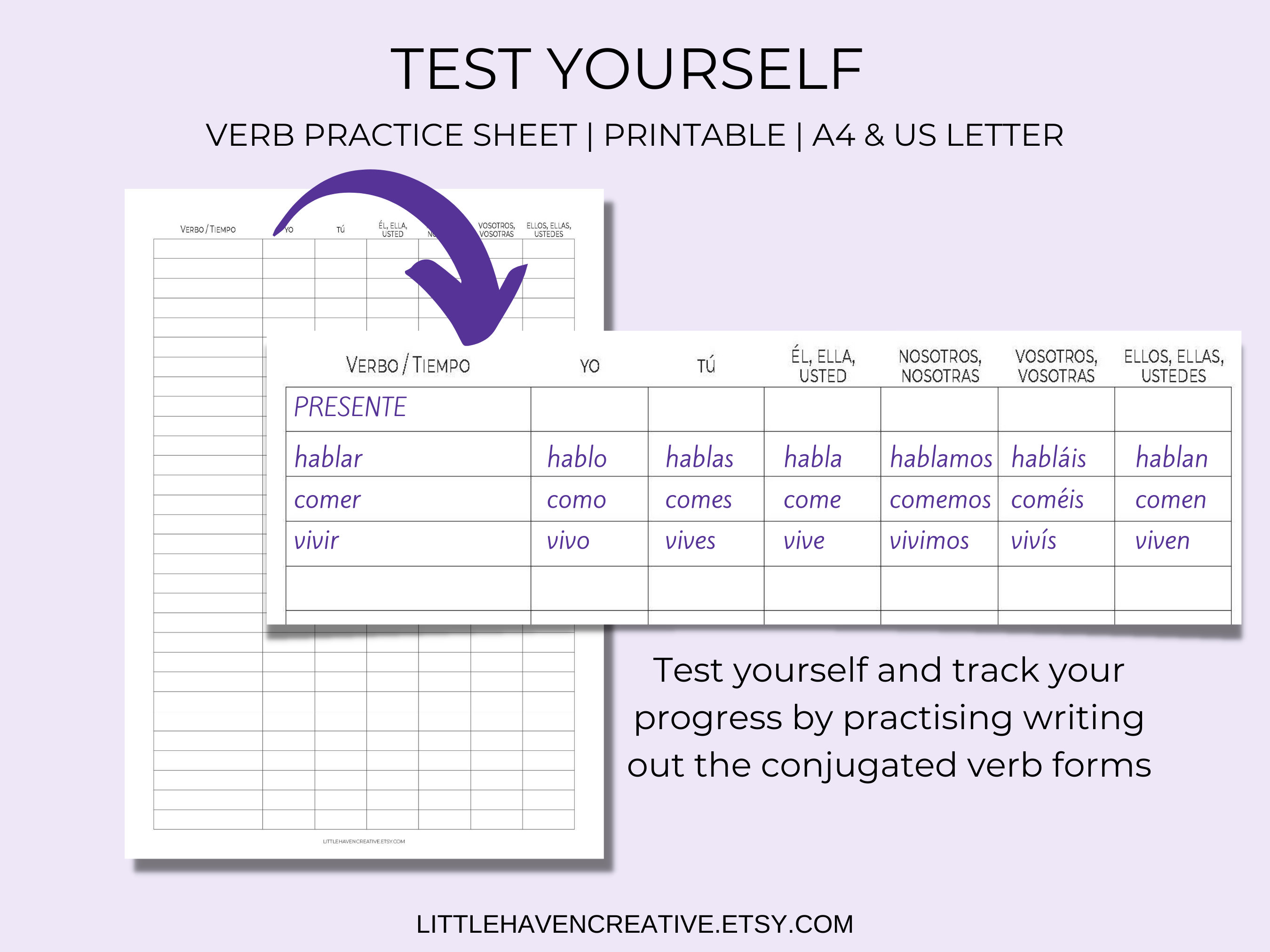 Spanish Verb Practice Pack | Study and Practice Templates | Conjugation ...
