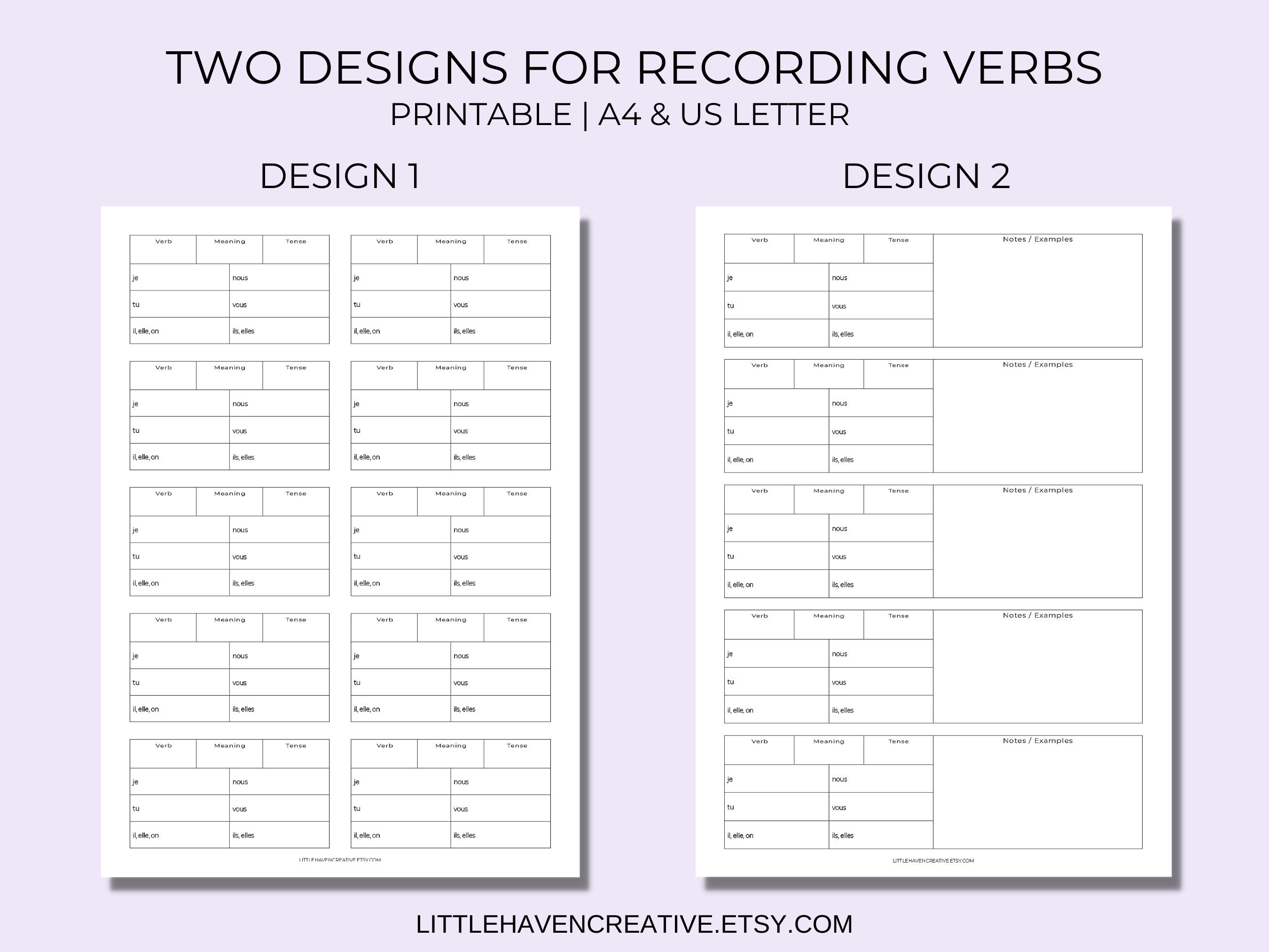 French Verb Practice Verb Study and Practice Pack Conjugation Tables ...