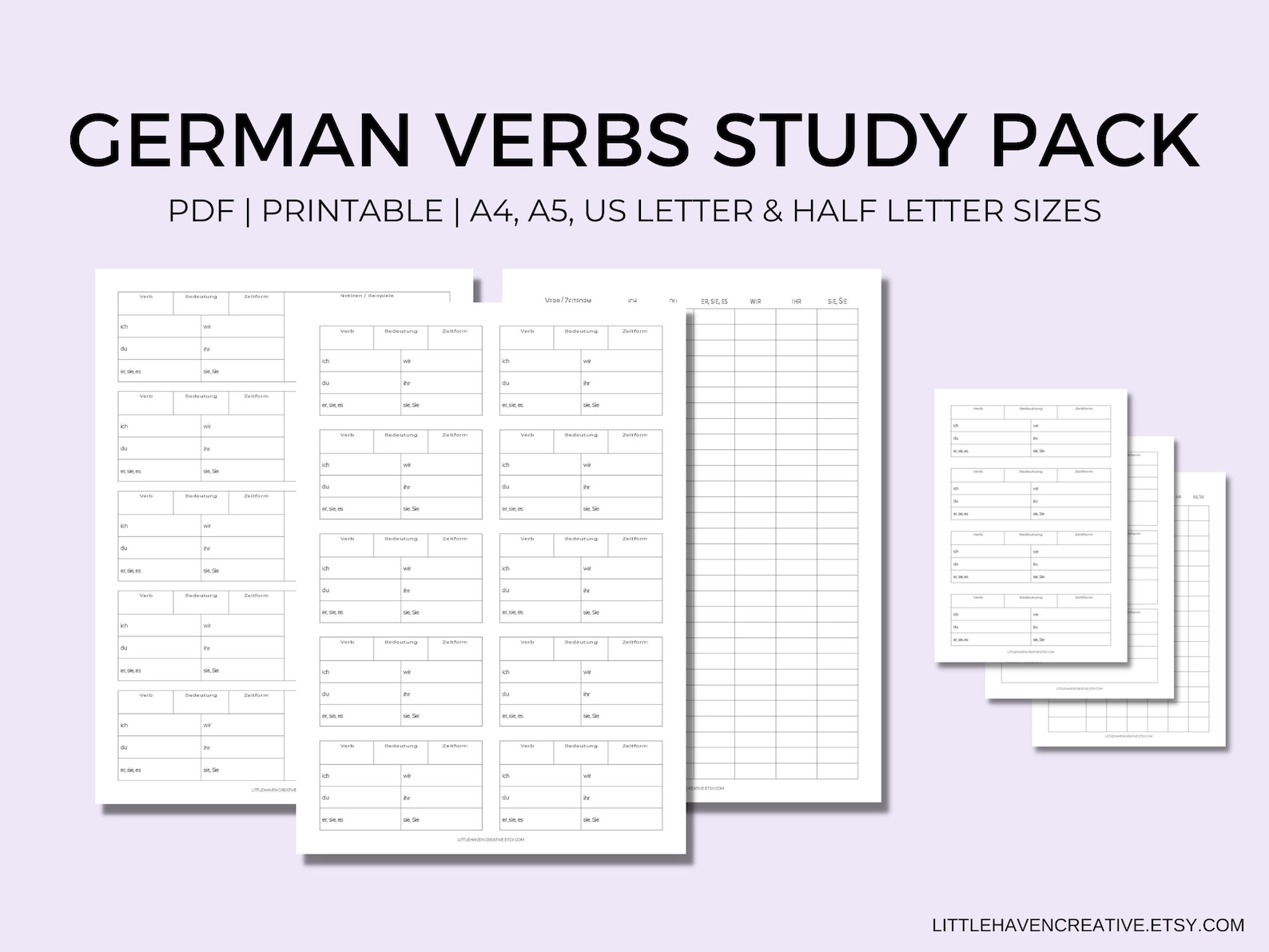 German Verb Practice | Verb Study and Practice Pack | Portrait ...