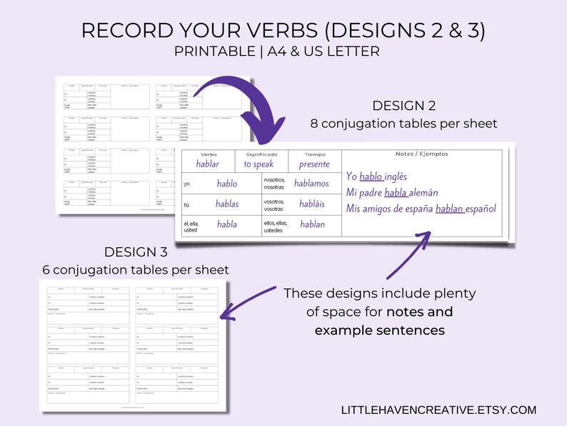 Spanish Verb Practice | Landscape Horizontal | Verb Study and Practice ...