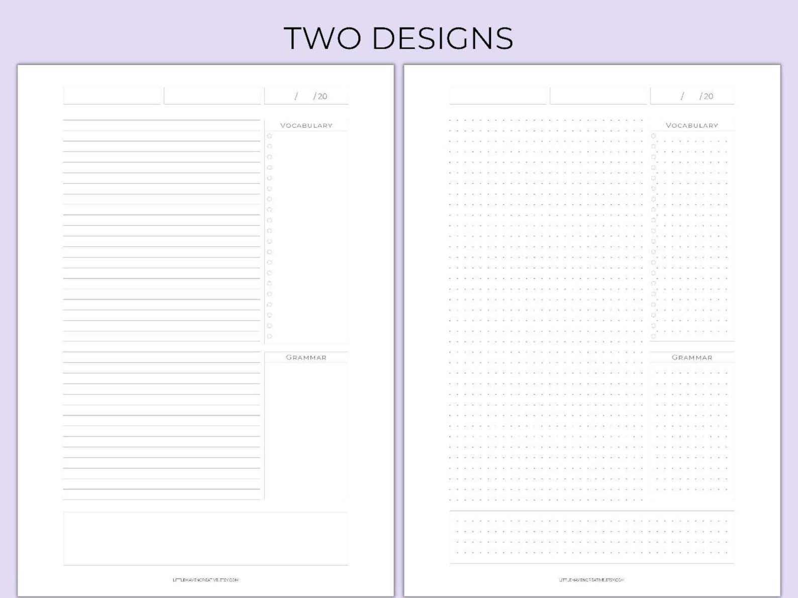 Language Note Taking Templates 2 Sizes Foreign Language - Etsy India