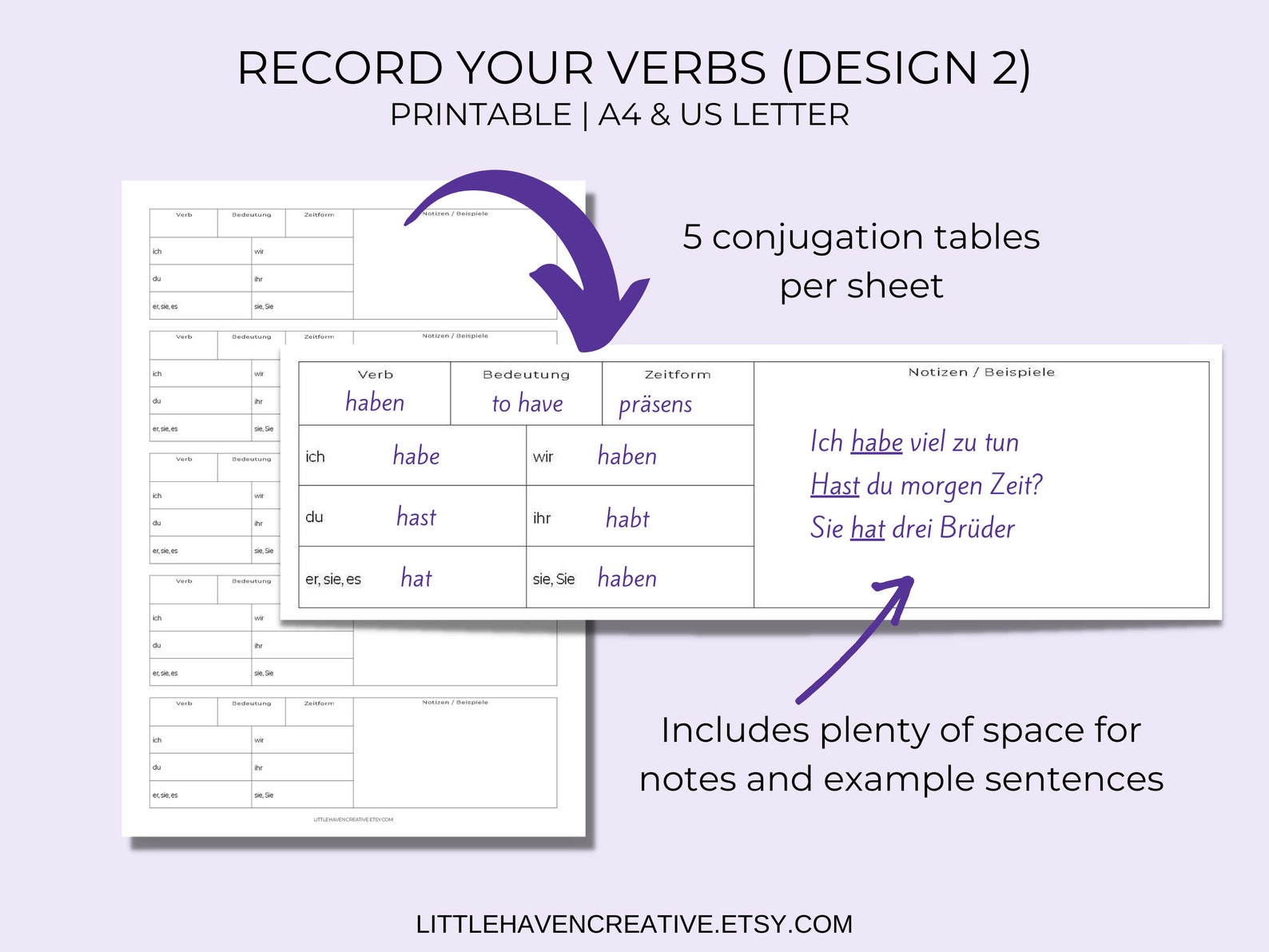 German Verb Practice Verb Study and Practice Pack Portrait - Etsy