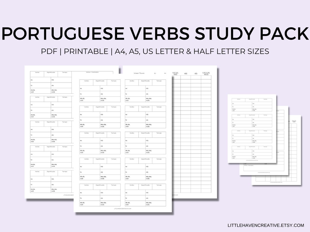 Portuguese Verb Practice | Study and Practice Templates | Conjugation ...