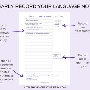Language Note Taking Templates 4 Sizes Foreign Language Notes Class ...