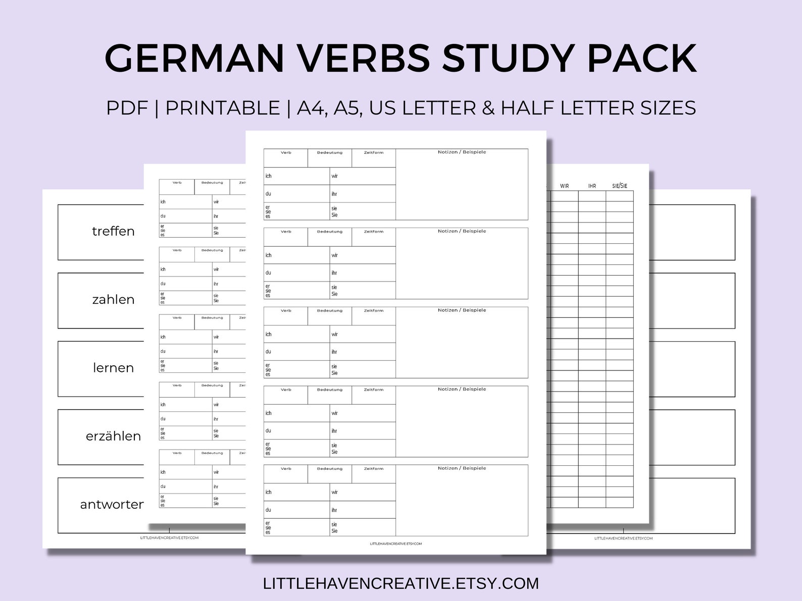 German Verb Practice Verb Study and Practice Pack | Etsy