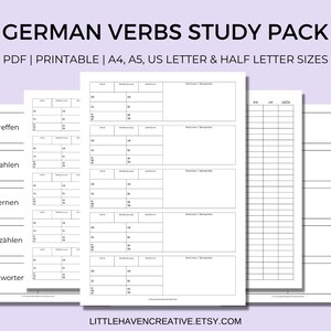 German Verb Practice Verb Study and Practice Pack | Etsy