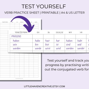 German Verb Practice | Verb Study and Practice Pack | Portrait ...