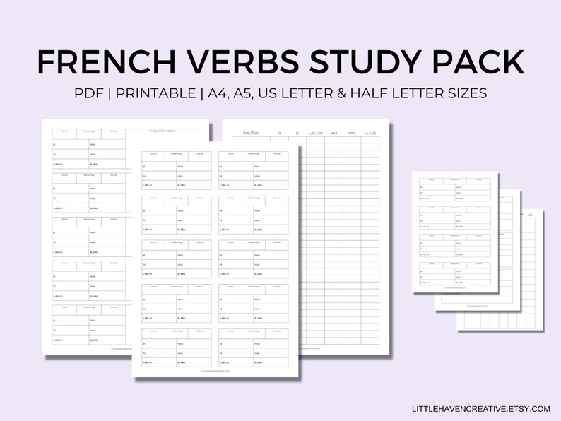 French Verb Practice Verb Study and Practice Pack Conjugation Tables ...