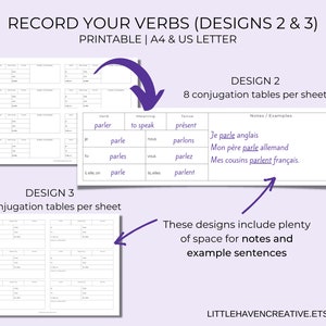 French Verb Practice Pack | Study and Practice Templates | Conjugation ...
