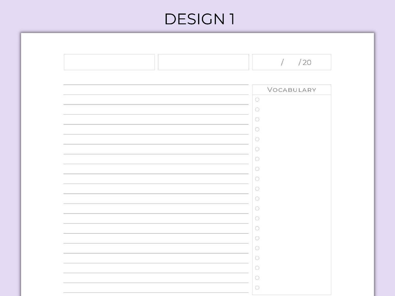 Language Note Taking Templates 2 Sizes Foreign Language - Etsy UK