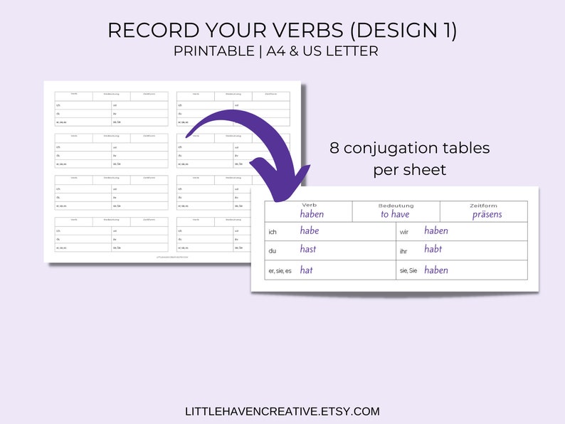 German Verb Practice | Landscape Horizontal | Verb Study and Practice ...