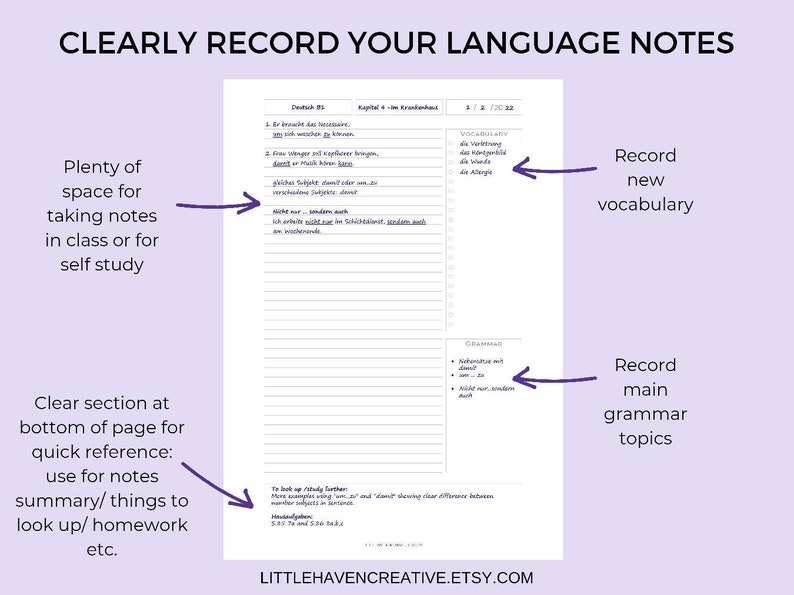 Language Note Taking Template: Lined & Dotted (PDF) - Etsy UK