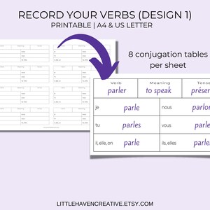 French Verb Practice Pack | Study and Practice Templates | Conjugation ...
