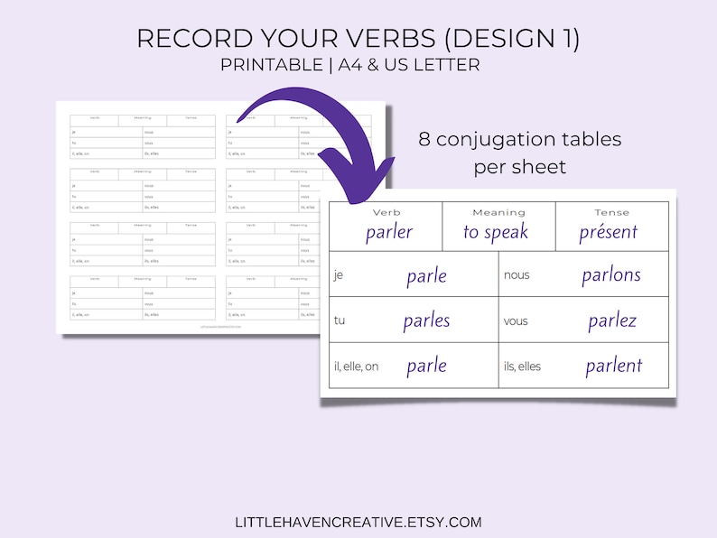 French Verb Practice | Landscape Horizontal | Verb Study and Practice ...