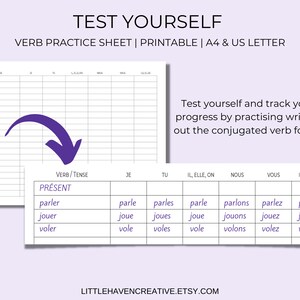 French Verb Practice | Landscape Horizontal | Verb Study and Practice ...