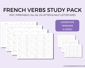 French Verbs Table - Etsy Canada