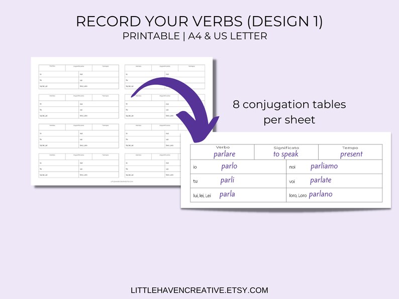 Italian Verb Practice | Landscape Horizontal | Verb Study and Practice ...