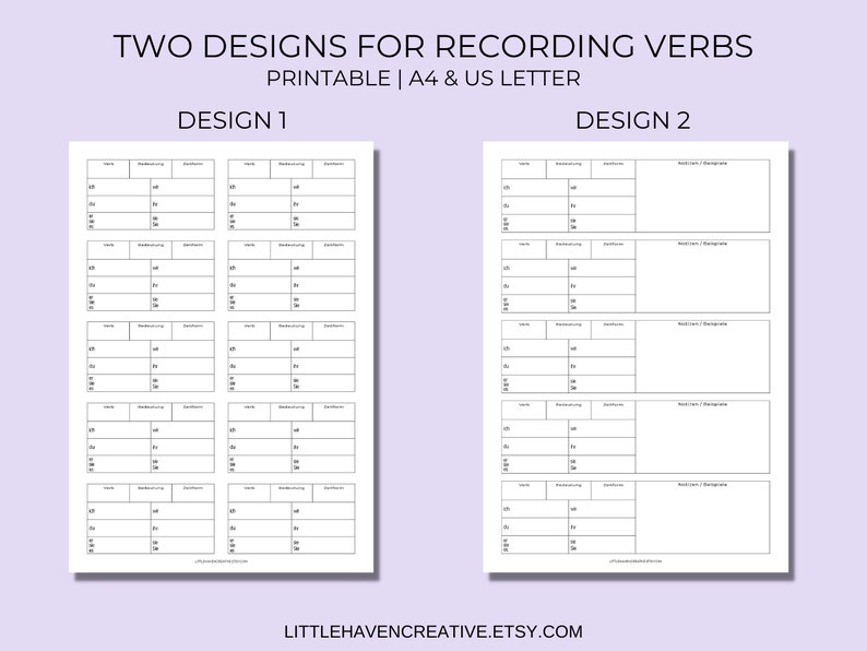 German Verb Practice Verb Study and Practice Pack | Etsy