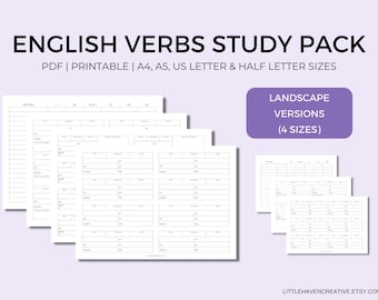 English Verb Practice Study and Practice Pack Conjugation - Etsy
