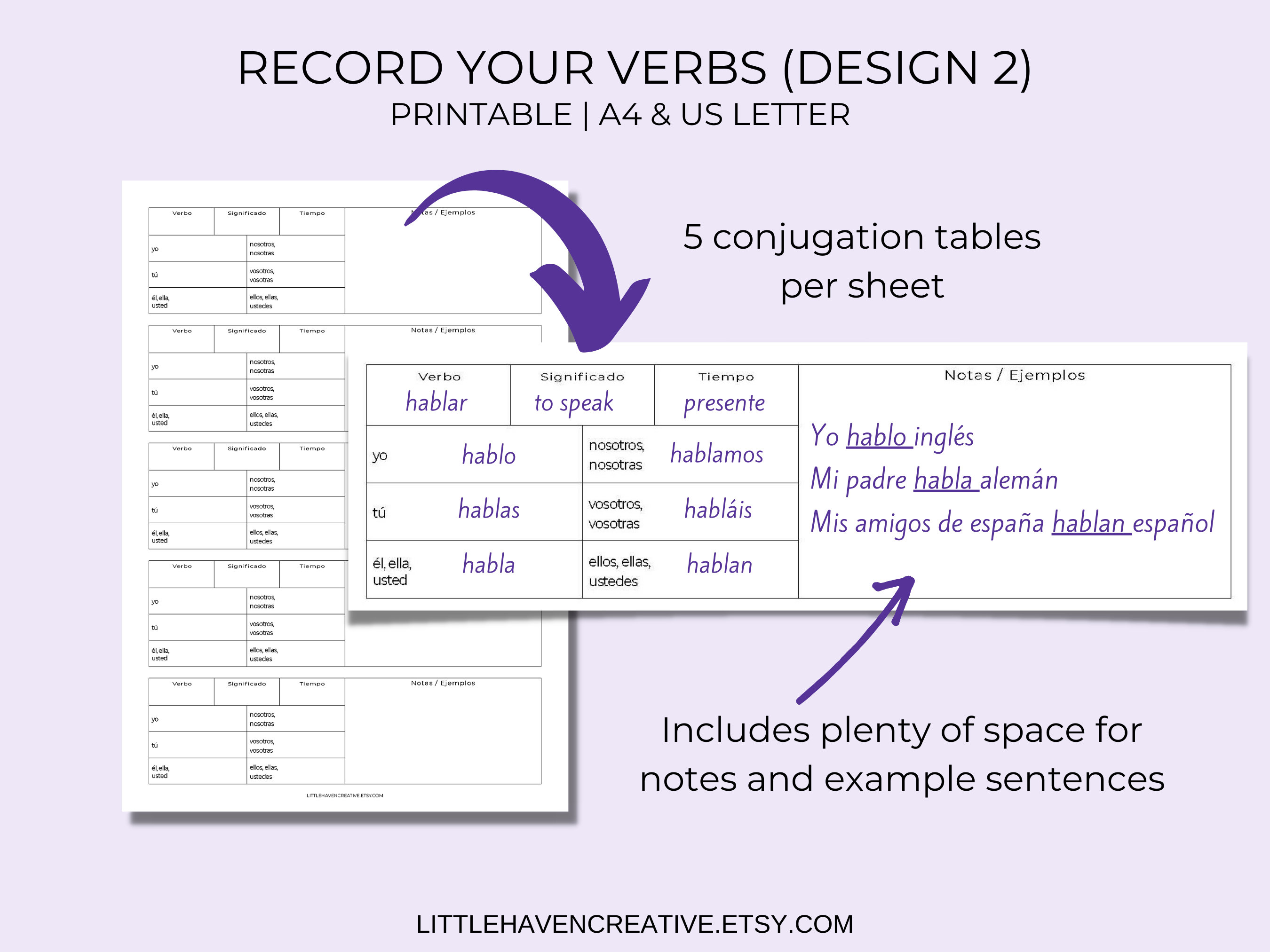 Spanish Verb Practice Pack | Study and Practice Templates | Conjugation ...