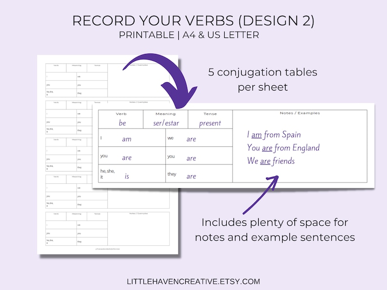 English Verb Practice | Study and Practice Pack | Conjugation Tables ...
