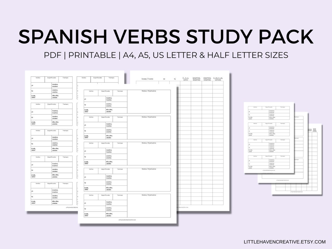 Spanish Verb Practice | Study and Practice Pack | Conjugation Tables ...