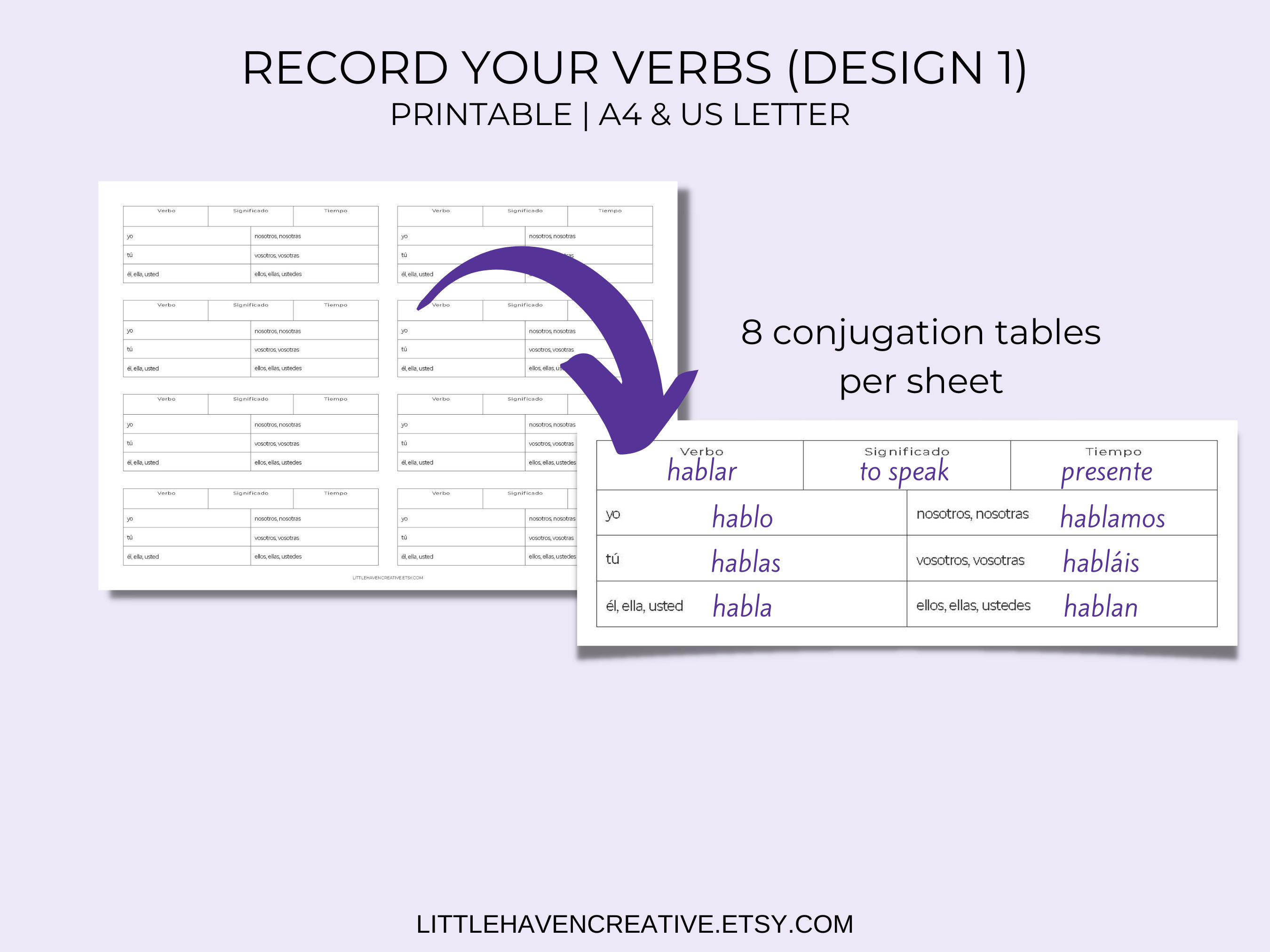 Spanish Verb Practice | Landscape Horizontal | Verb Study and Practice ...