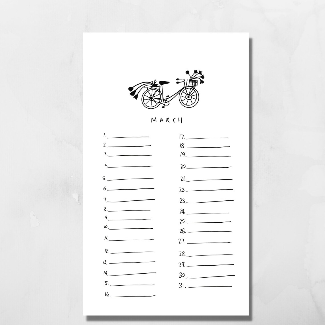 A4 Size Printable Calendar Minimalistic Hand-illustrated /PRINTABLE ...