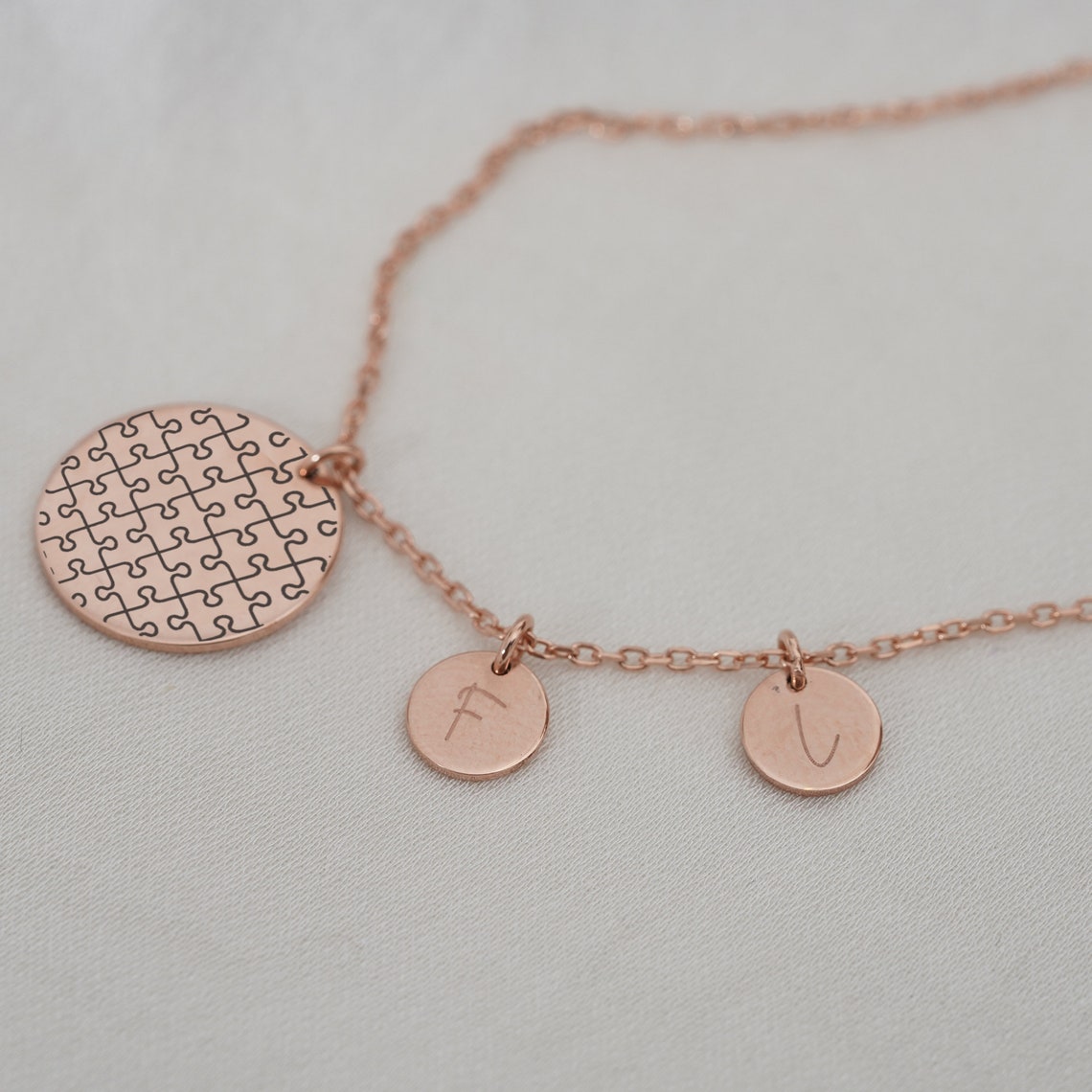 Autism Awareness Necklace Puzzle Disc Autism Jewelry 14k Gold | Etsy