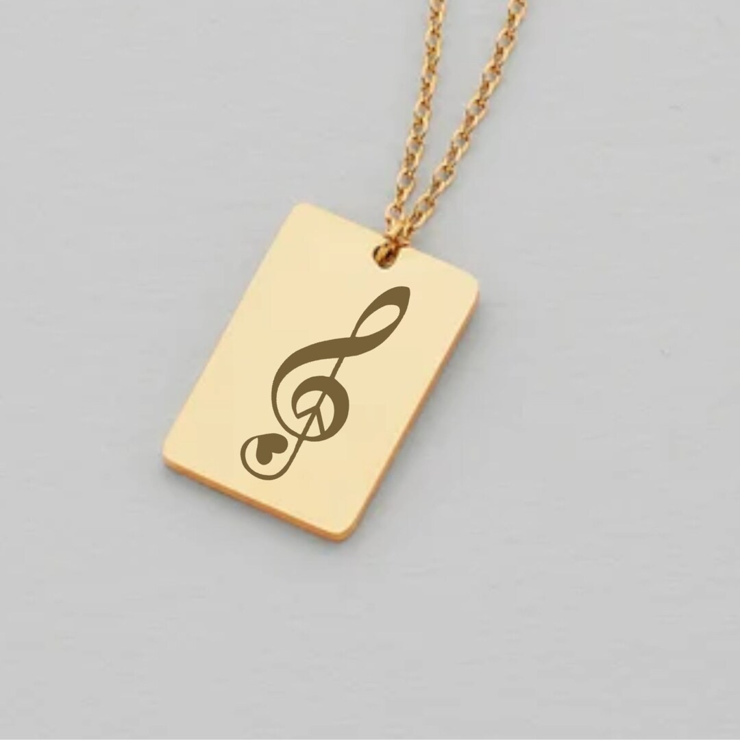 Treble Clef Peace Necklace for Women, 14 K Gold Music Notes Pendant ...