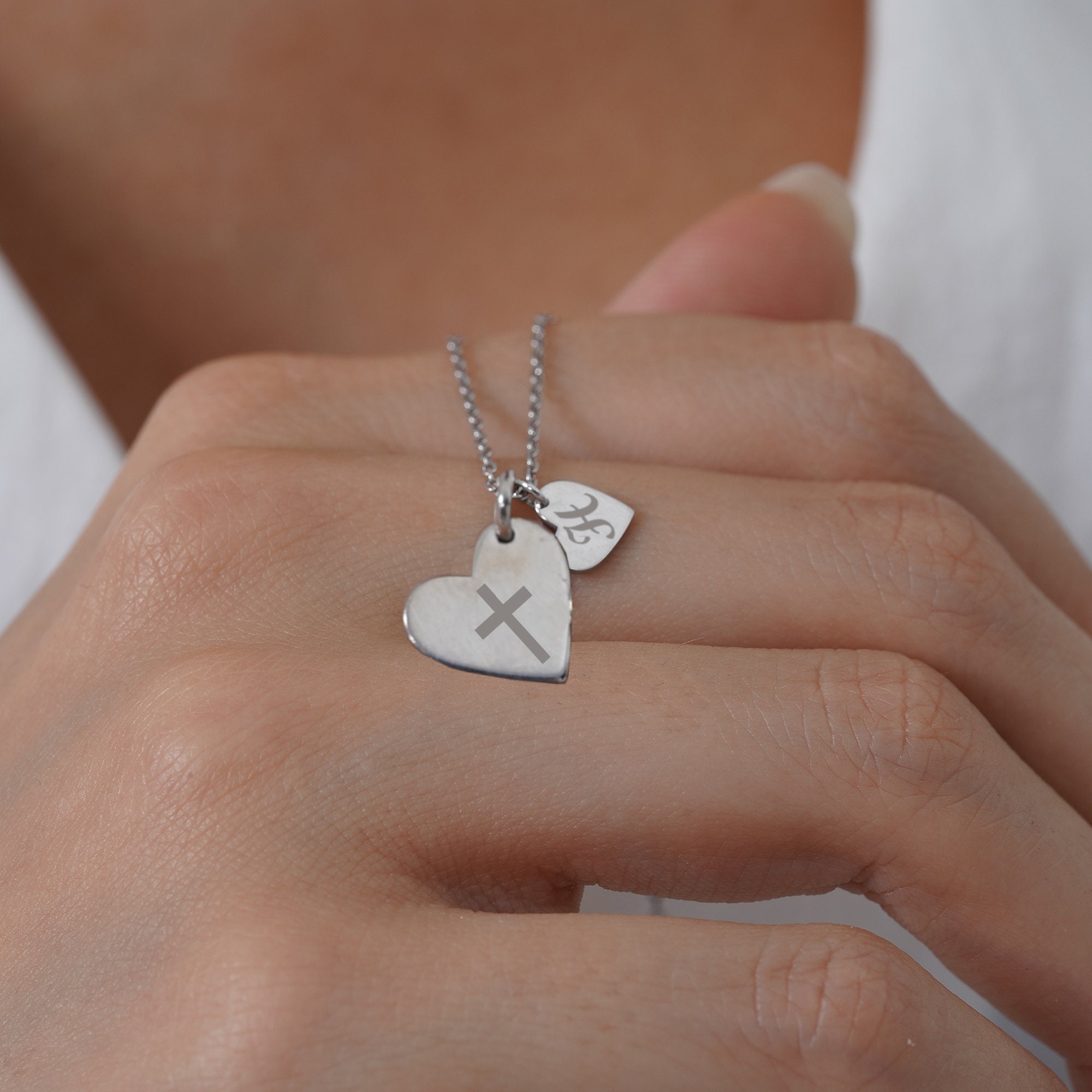 Cross Necklace Gold Heart Necklaceheart Cross Jewelrysilver | Etsy