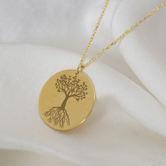 Tree Necklace for Women Tree With Roots Personalized 14k | Etsy