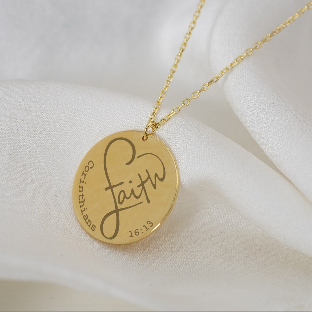 Faith Necklace With Heart, Faith Over Fear Necklace for Her, Faith ...