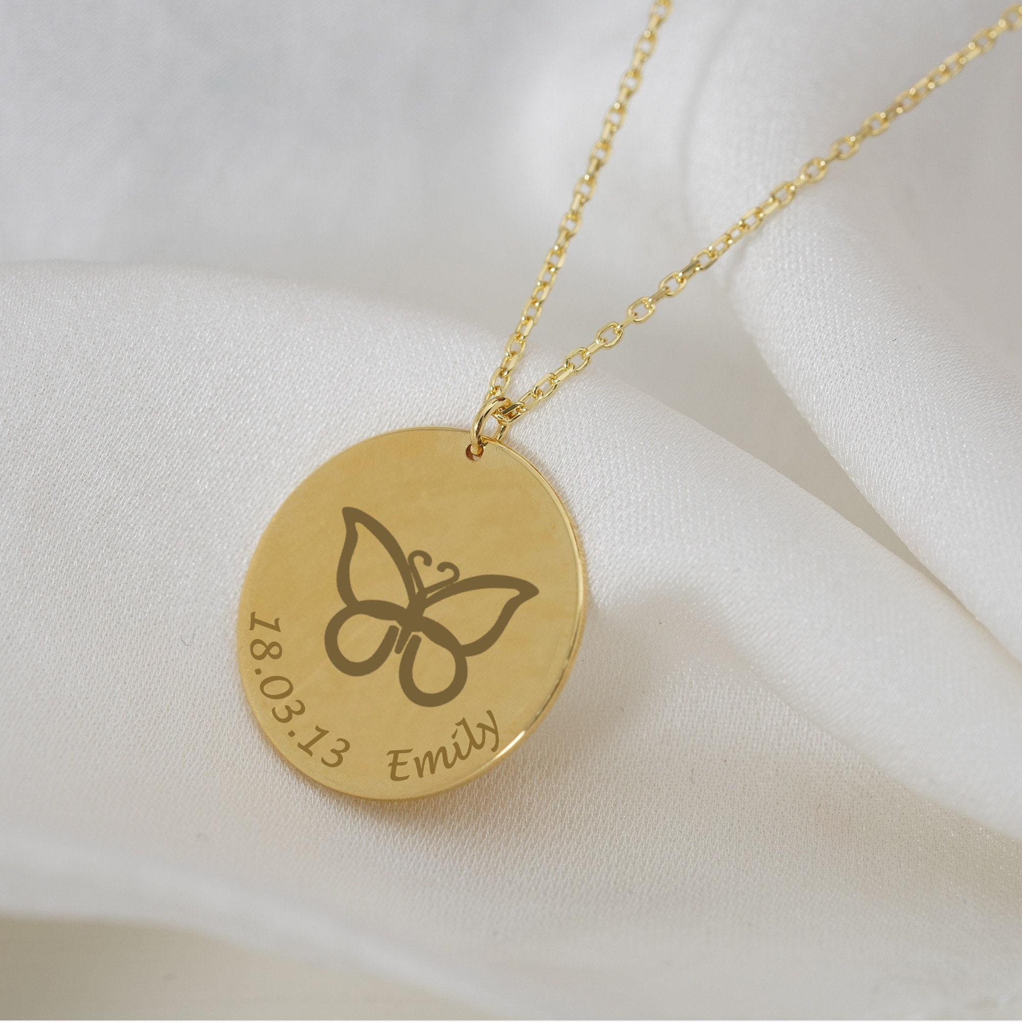 Personalized Butterfly Necklace Custom Engraved Butterfly | Etsy