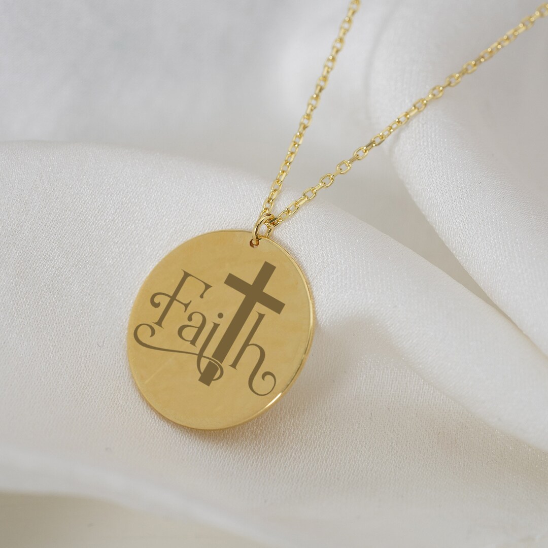 Faith Cross Necklace for Women, 14k Gold Cross Necklace, Faith Over ...
