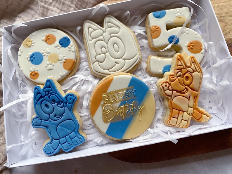 Bluey Birthday Biscuits Bingo Dog Bone Paw Print Shortbread Vegan ...