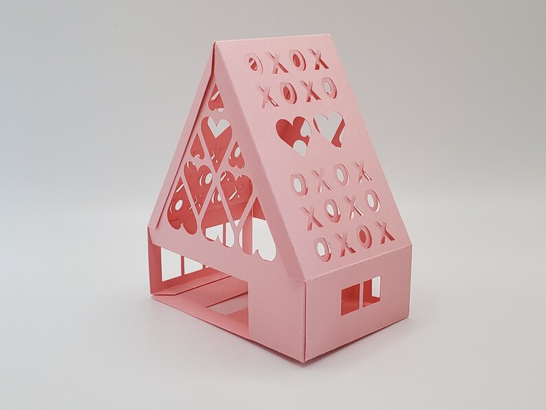 Valentine's Day 3D Paper House SVG Bundle, A-frame Cabin With Deck ...