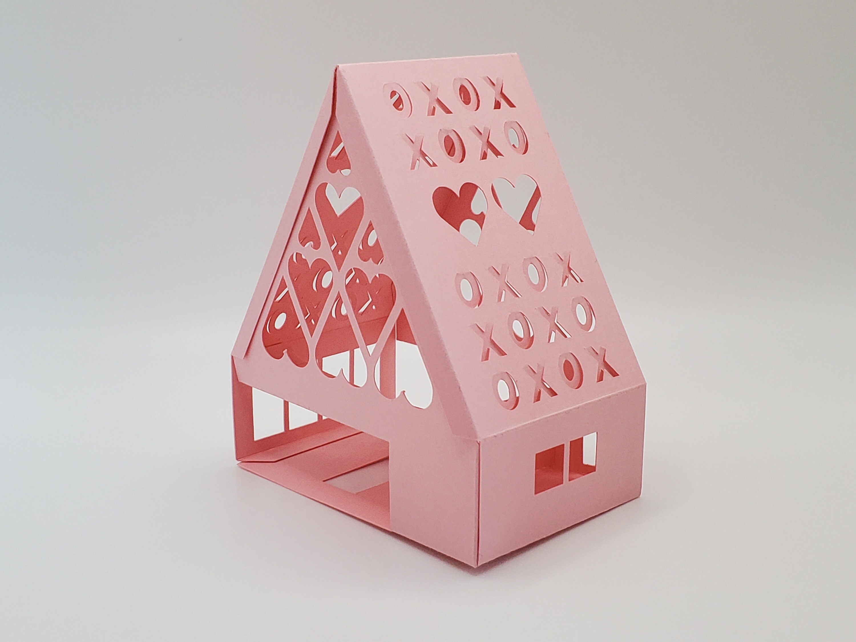 Valentine's Day 3D Paper House SVG Bundle, A-frame Cabin With Deck ...