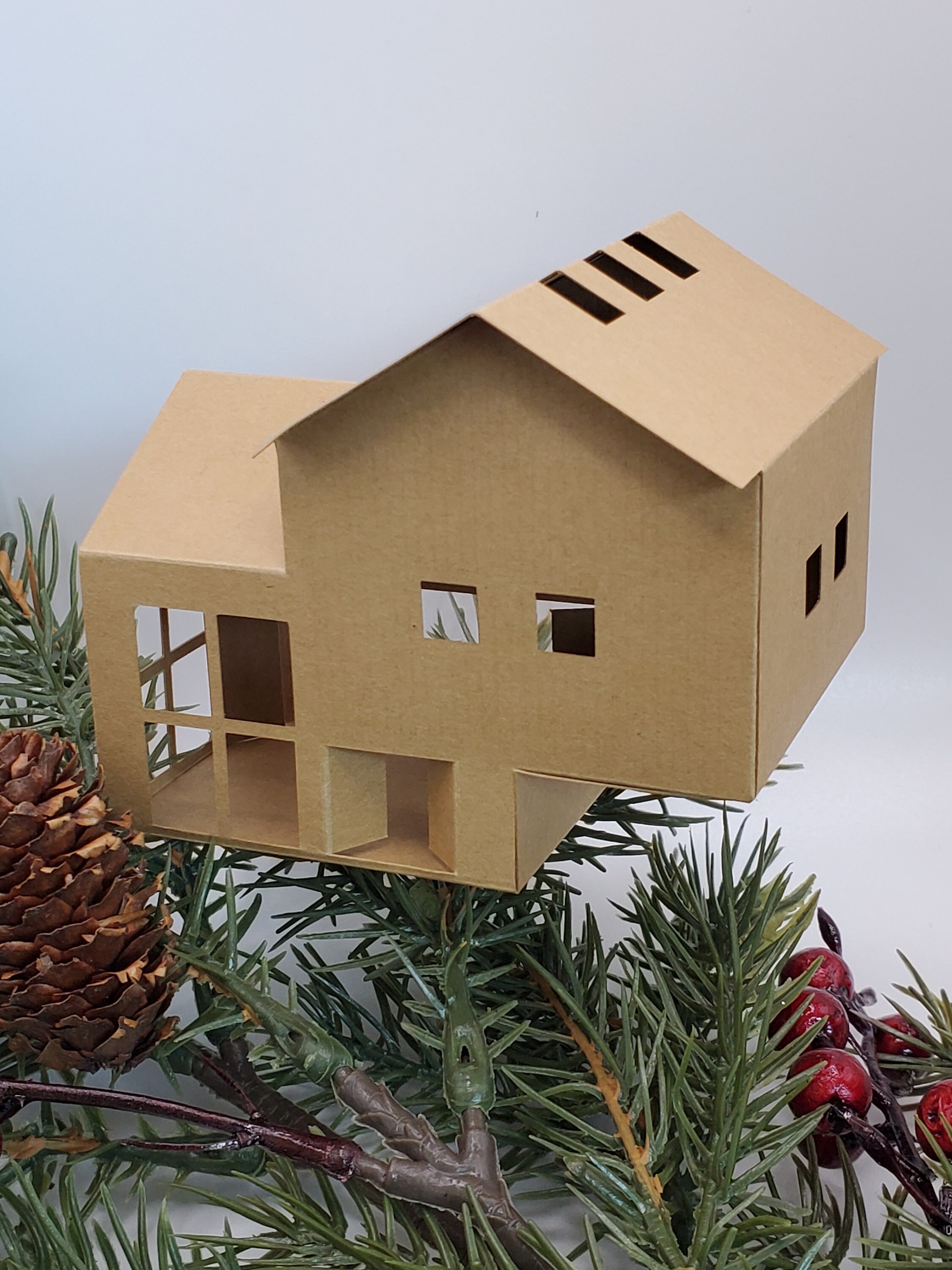 3D Paper House SVG, Modern Barn With Split-level, Holiday Ornament and ...