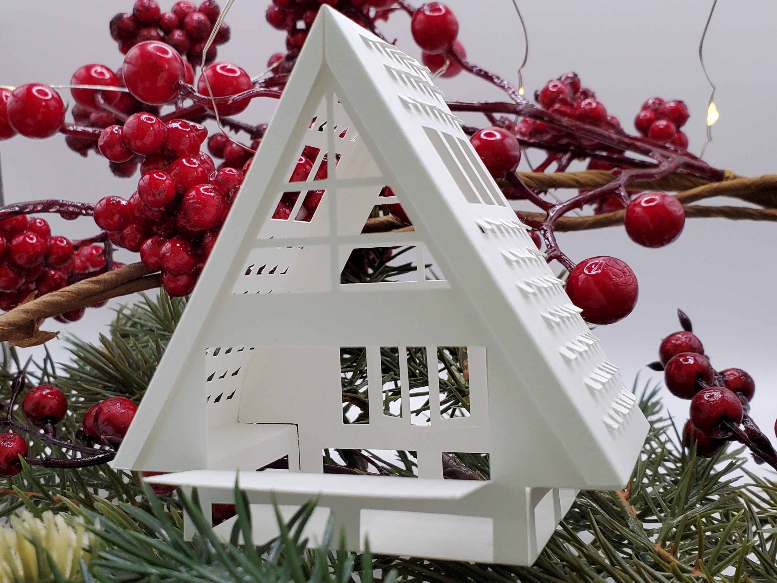 3D Paper House SVG, A-frame Cabin With Deck, Holiday Ornament and Decor ...