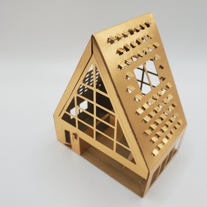 3D Paper House SVG, A-frame Cabin With Stair, Holiday Ornament and ...