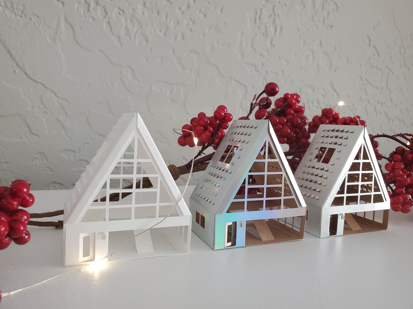 3D Paper House SVG A-frame Cabin With Stair Holiday Ornament - Etsy