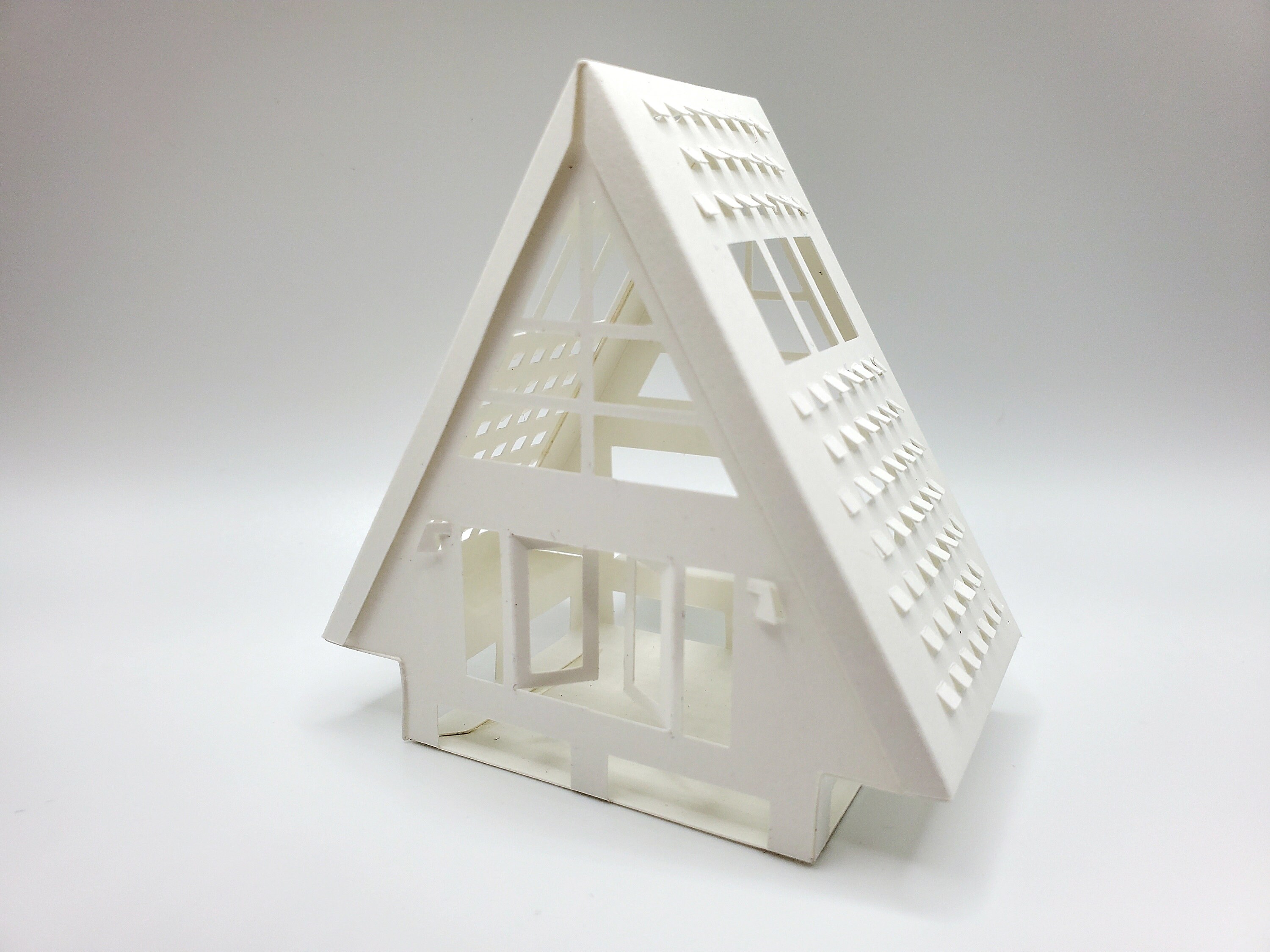 3D Paper House SVG, A-frame Cabin With Deck, Holiday Ornament and Decor ...