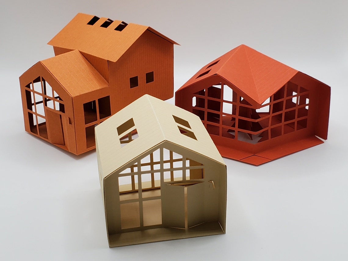 3D Paper House SVG Bundle Modern Barn Split-level Modern | Etsy
