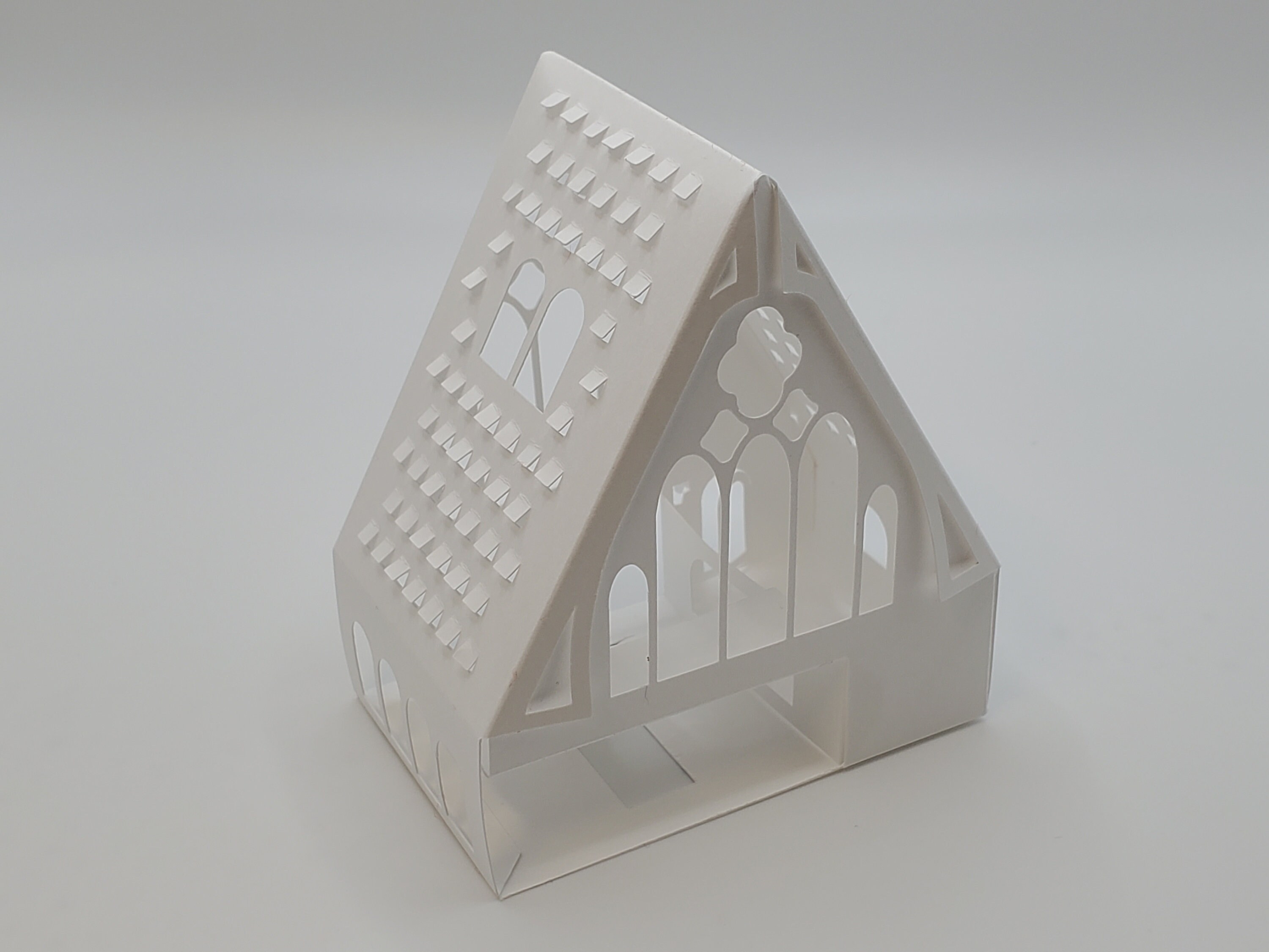 3D Paper House SVG, Gothic Style A-frame Cabin With Stair, Holiday ...